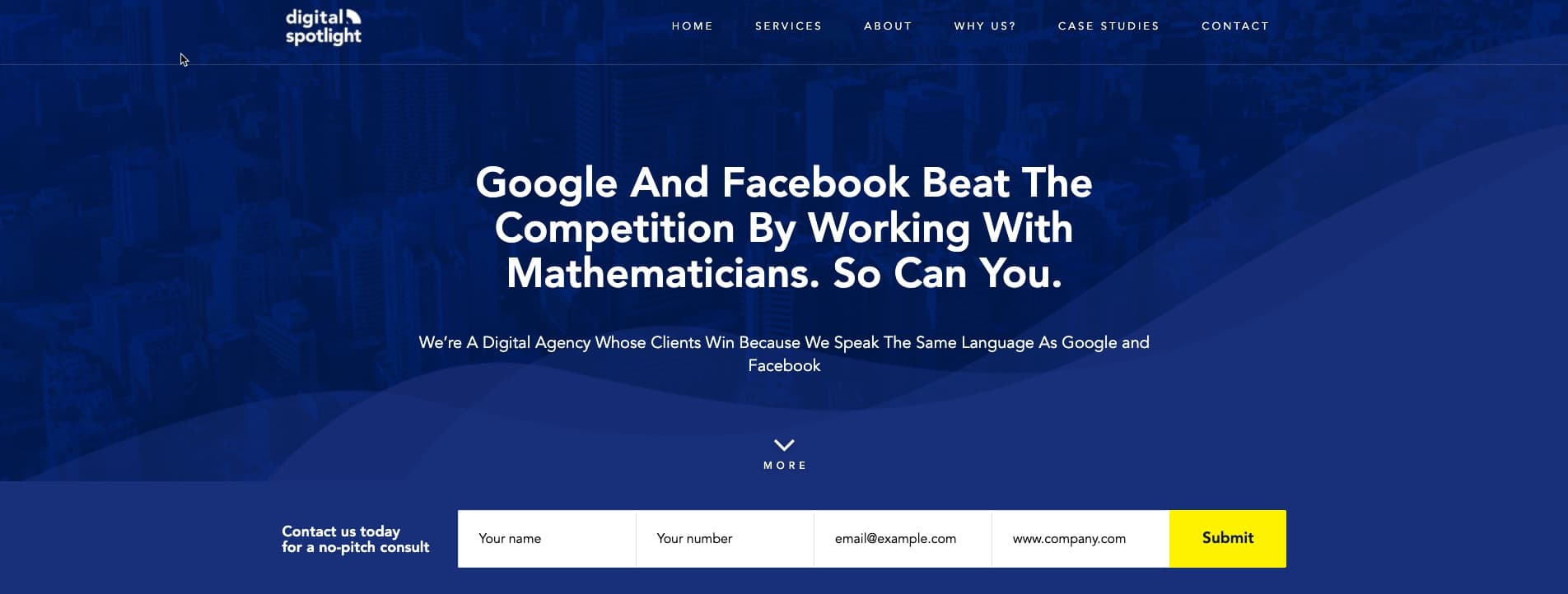 Website copywriting example for a digital marketing agency